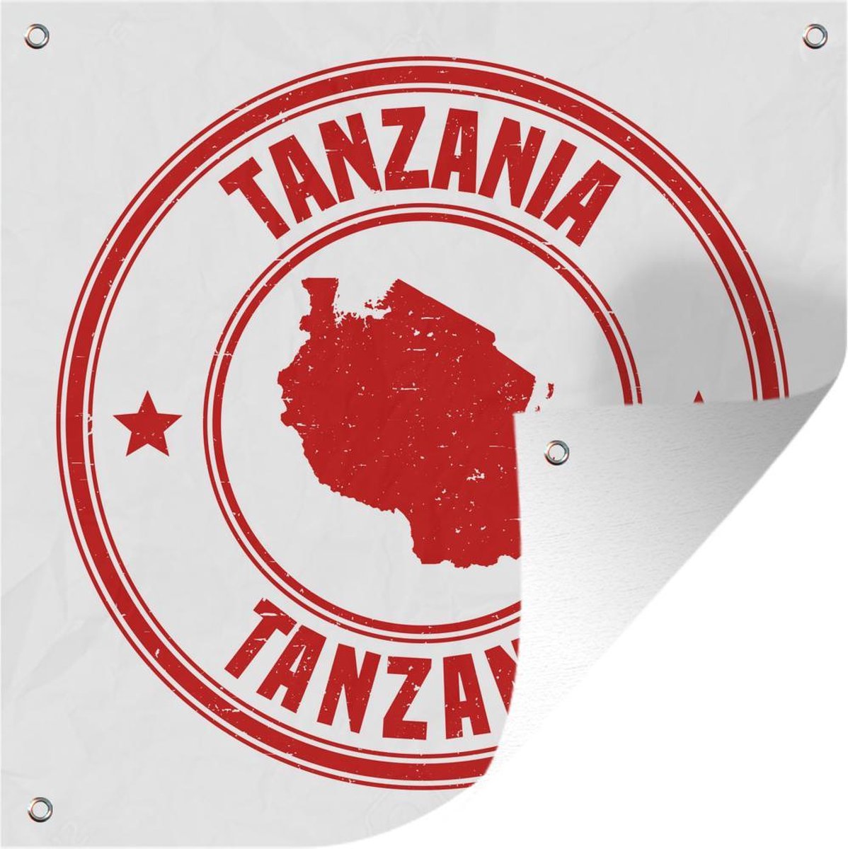 Tuindoek Een illustratie van een rode stempel met Tanzania erop ...