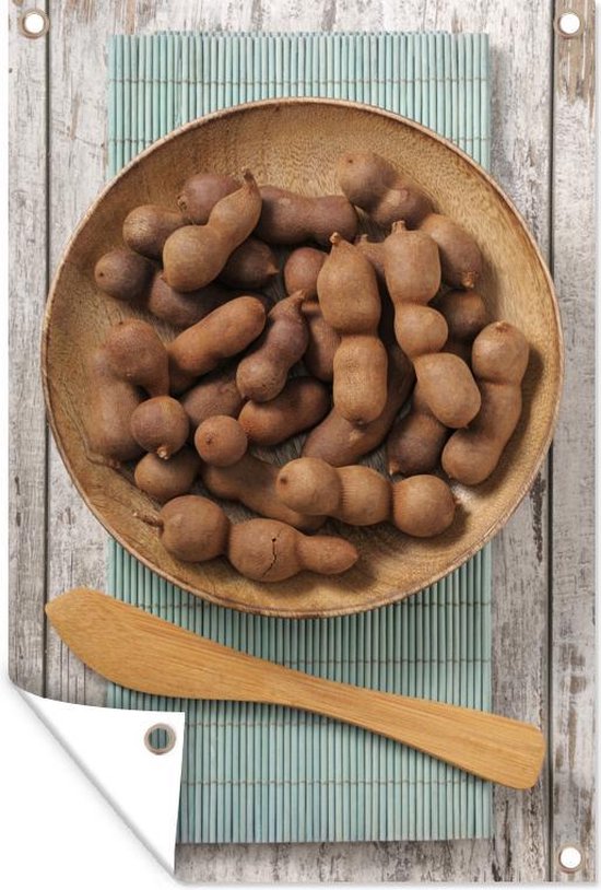 Tuinposters buiten Tamarinde in een houten kom - 60x90 cm - Tuindoek ...
