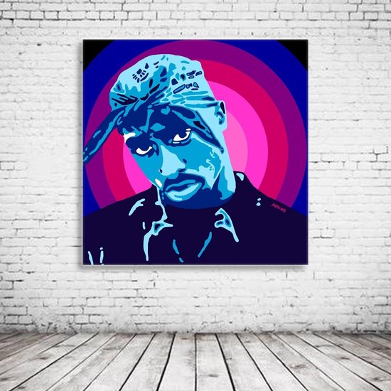 Pop Art Tupac Shakur Canvas - 80 x 80 cm - Canvasprint - Op dennenhouten kader -... | bol.com