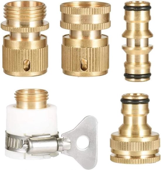 Slangkoppelingen Set - 5 Stuks 3/4 inch en 1/2 inch Kraanverbinders ...