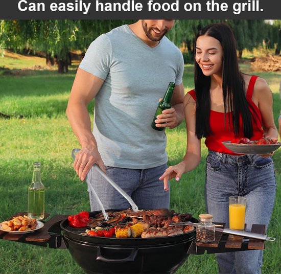 Extra Lange Draaibare Barbecue Tang met Siliconen Olieborstel, 38 cm Roestvrij Staal... | bol