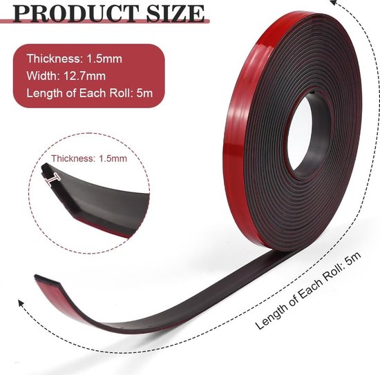Zelfklevende Magneetband voor Muskietennetten - 5m Rol met Sterke ...
