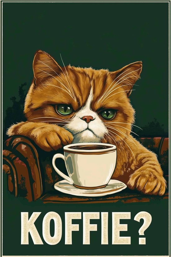 Koffie? Poster | Tekst Poster | Quote Poster | Koffie Poster | Kat ...
