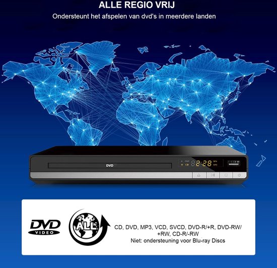 HD DVD Speler met HDMI - Regiovrije DVD Speler voor Smart TV - 1080P ...
