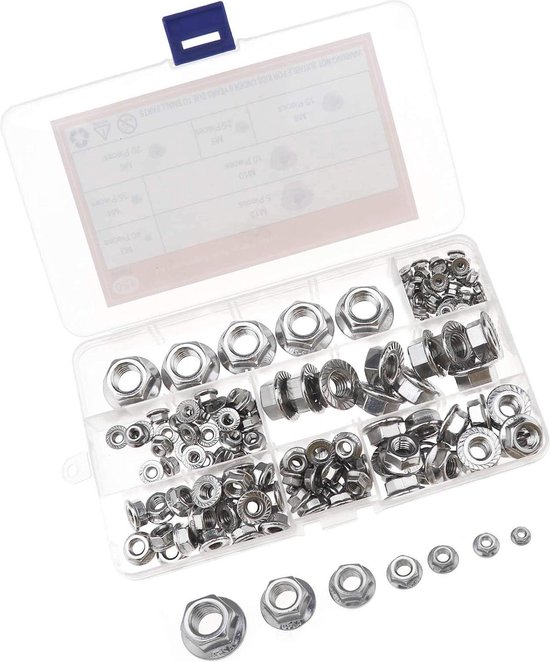 150Pcs Flens Moeren Hex Flens Moeren Assortiment Gekartelde Flens Moer ...