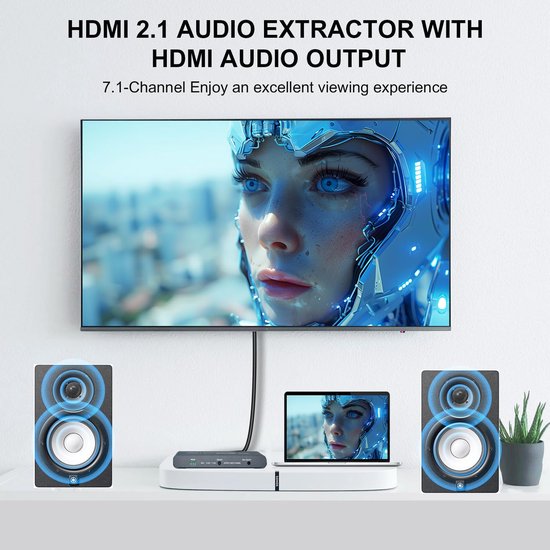 NÖRDIC HDMI Audio extractor - 8K60Hz - HDMI 2.1 - Geschikt voor ...