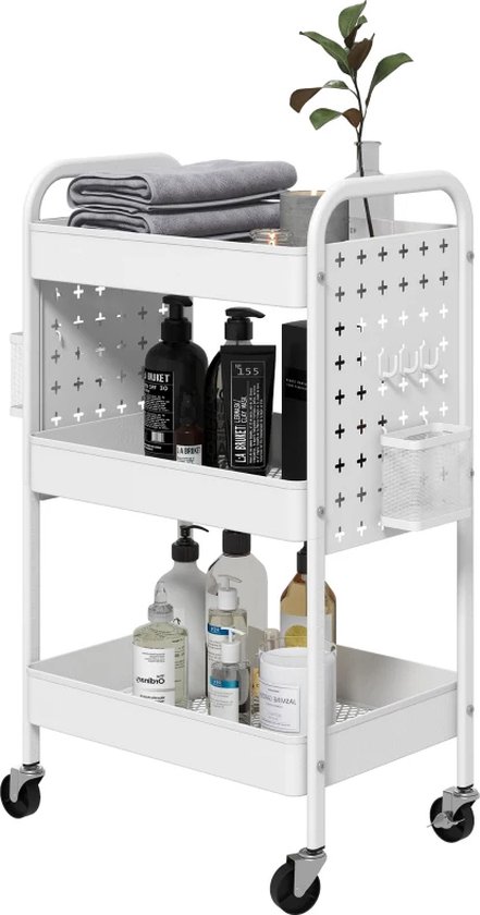 TRUUSK Multifunctionele Trolley Keukentrolley, 3 Planken, 4 Wielen, 53 ...