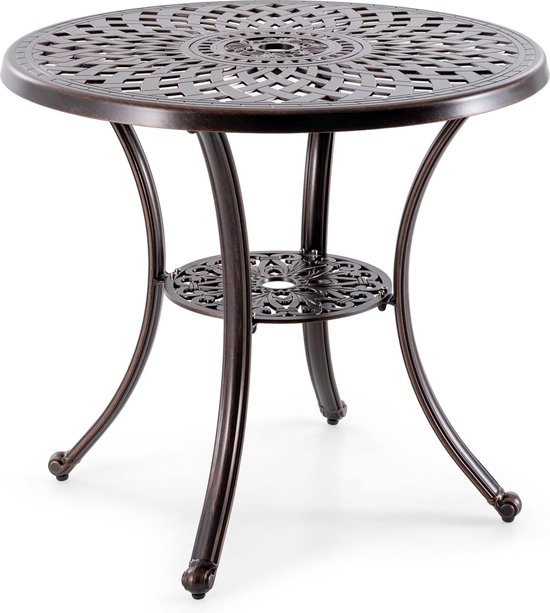 Tuintafel met parasolgat en onderste plank, ronde balkontafel van ...