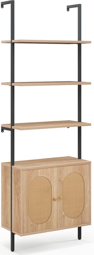 180 cm ladderrek, boekenplank tegen muur, staand rek met metalen frame ...