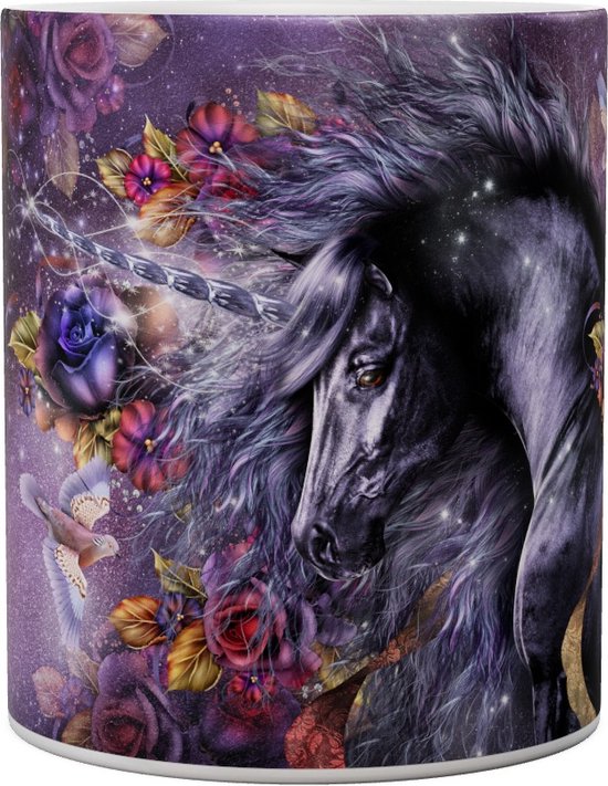 Zwarte Eenhoorn Blue Rose - Mok 440ml 440 | bol