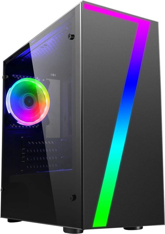 7-Seven PC Case - Computerkast Desktop Met RGB Strips & Ventilator ...