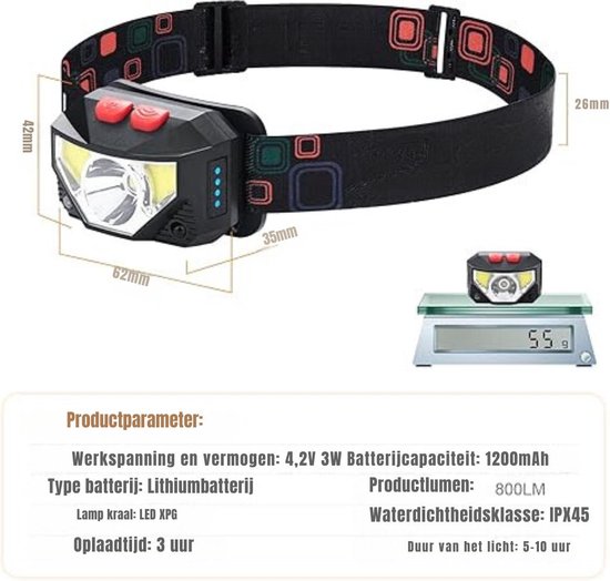 DD® Hoofdlamp LED Oplaadbaar - Koplampen - Hoofdlampje - ‎7x5x5cm- Zwart | bol