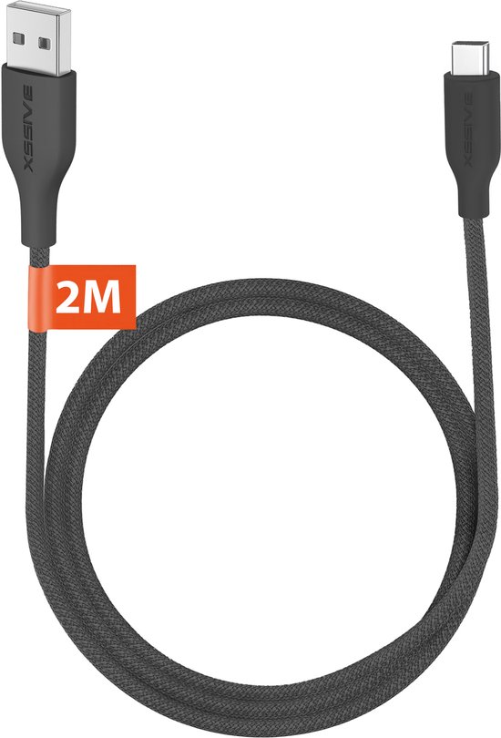 Lange USB-A naar USB-C Kabel 2 Meter - Quick Charge - Sterke USB naar ...