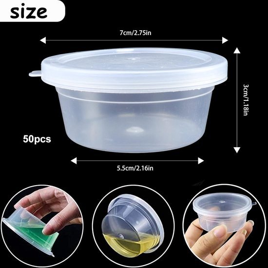 50 stuks slime containers, ronde mini-kunststof containers met deksel ...