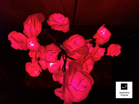 Rozenboom lamp - 24 LED - Roze blaadjes - Tafellamp - Decoratielamp ...