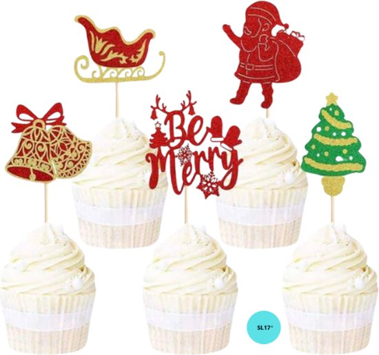 SL17 Cocktailprikkers Kerstfiguren - Party prikkers - Glitter - Enkelzijdig - 20 Stuks | bol