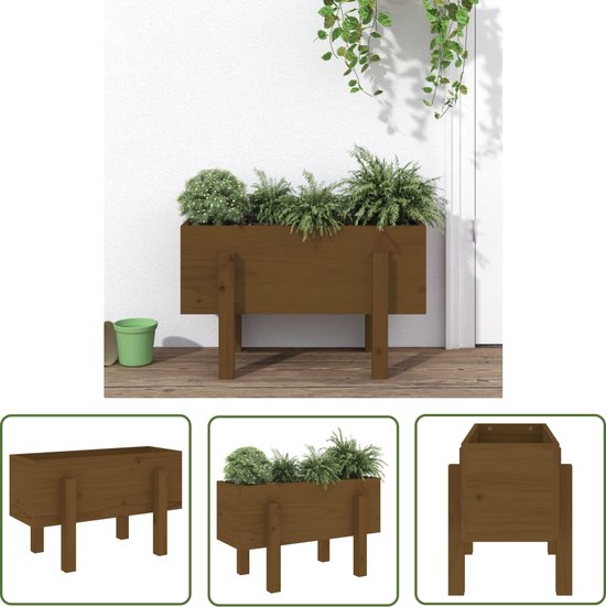 The Living Store Houten Plantenbak - 62x30x38 cm - Massief grenenhout | bol