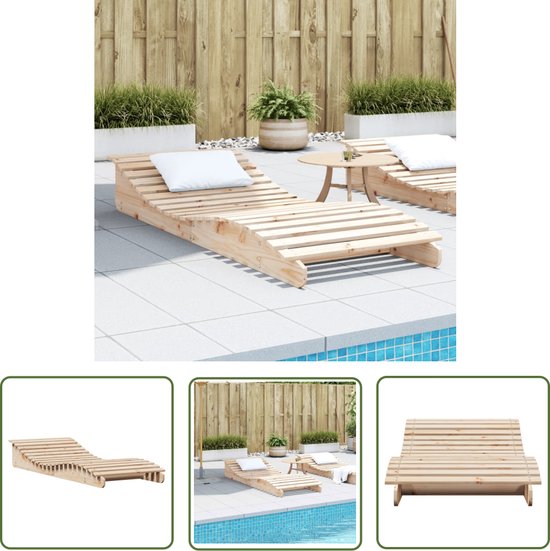vidaXL Ligbed 205x80x31,5 cm massief grenenhout - Ligbed - Houten ...