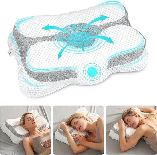 Ergonomisch Hoofdkussen voor Nekpijn - Traagschuim Zijslaapkussen met Verstelbare Hoogte | bol