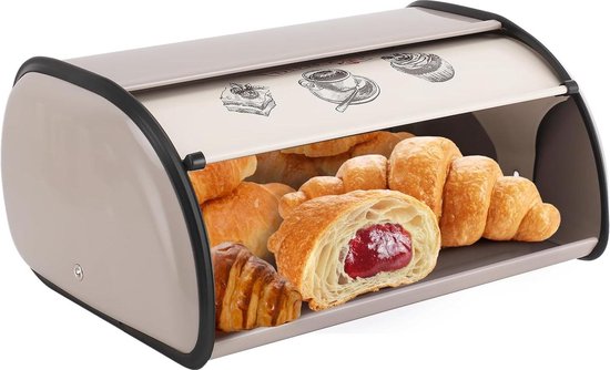 Metaal broodtrommel met roldeksel - voor keukenwerkblad - rustieke ...