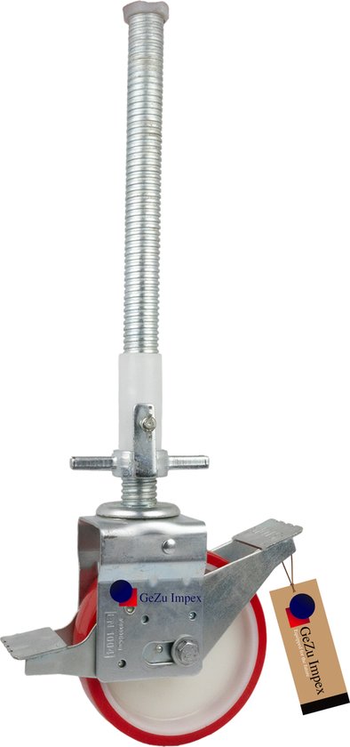 GeZu Impex® Steiger Spindel met zwenkwielen rem Gegalvaniseerd 700 kg ...
