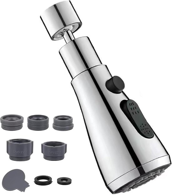 Opzetstuk Waterkraan 360 graden draaibaar - 3 modi - Waterbesparing ...