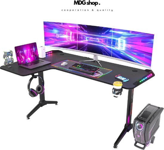 Gaming desk - Hoekbureau - Bureau gaming led - Bureau meubel - Hoek ...