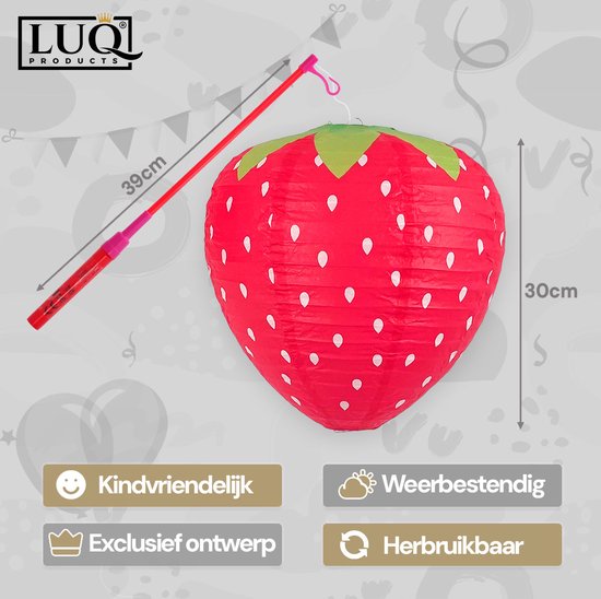 LUQ - Aardbei - Lampion - Sint Maarten - Lampionstokje - Met Lichtje ...