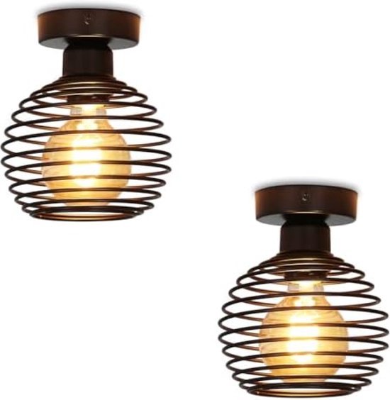 Vintage Plafondlamp Zwart: E27 Lampfitting Hallamp Retro Traplamp ...