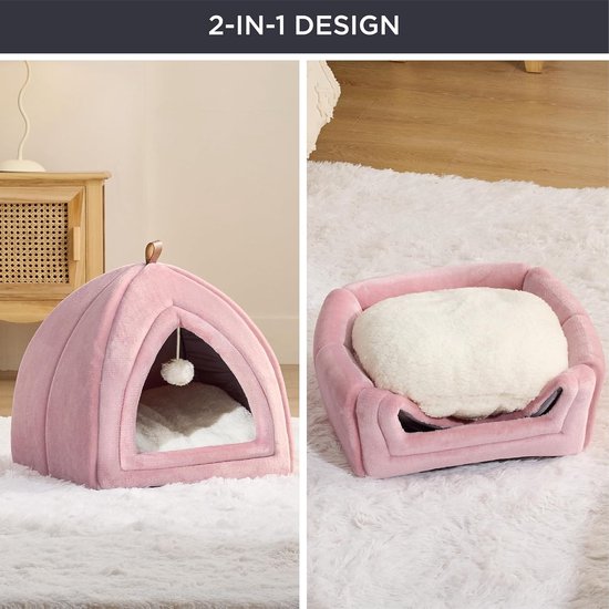 Kattenmand, grote katten, roze, opvouwbaar kattenbed met wasbare ...
