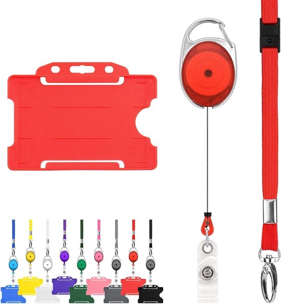 Intrekbaar anti-verstikkings koord - Rode identiteitskaart sleutelkoord ...