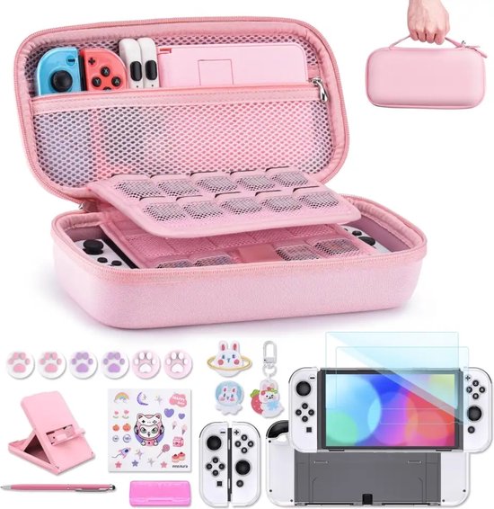 Nintendo Switch OLED Pink Deluxe Set case | bol