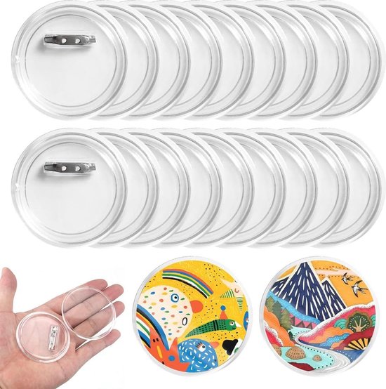 20 Pcs Transparent Acrylic Buttons with Safety Pin for DIY Projects and ...