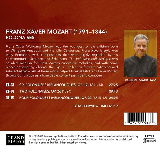 Robert Markham - F.X. Mozart: Polonaisen (CD), Robert Markham | Muziek ...
