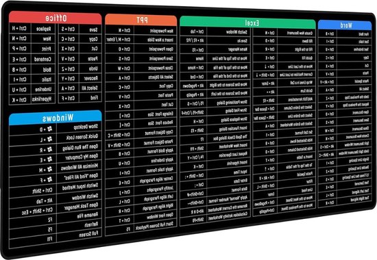 Gaming muismat met Excel sneltoetsen - Grote en multifunctionele ...