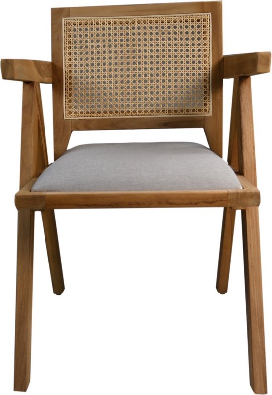 HSM Collection-Eetkamerstoel Phi+ zitting-52x54x83-Naturel/Grijs-Teak ...