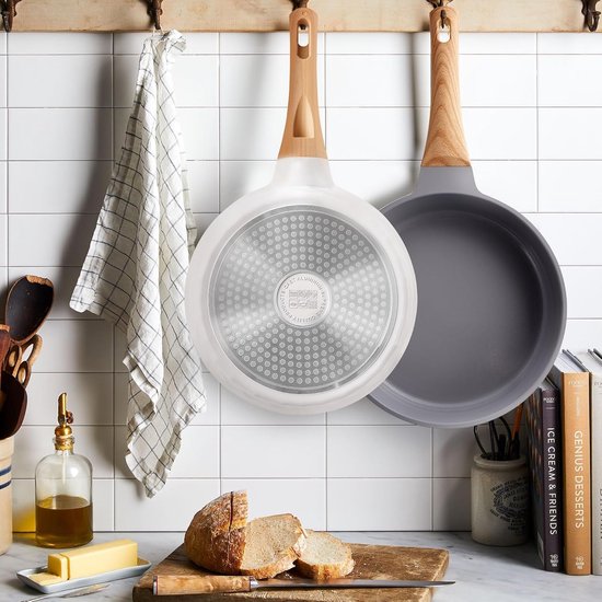 TRANKIELO® - Keramische Braadpannen Set met Houtnerf Bakeliet ...