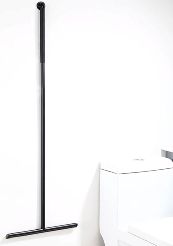 Luxe Vloertrekker | Trekker Badkamer | RVS | Zwart | 136x40 CM | | bol