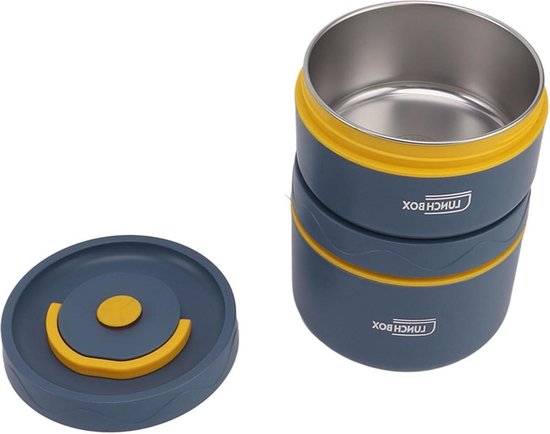 Bento Box Round Lunch Container with Stainless Steel Recessed Handle ...