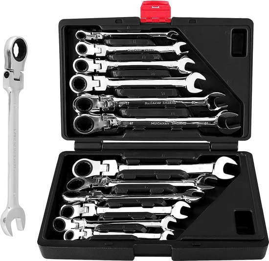 12-delige Ratelsleutelset 8-19 mm - Combinatiesleutels - Omkeerbare ...