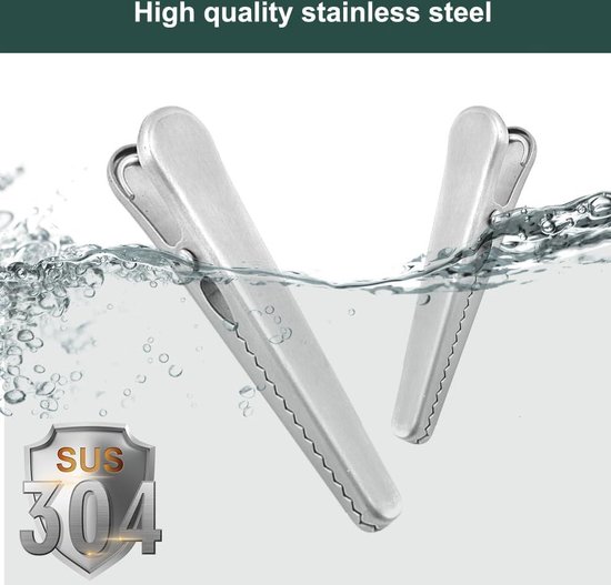 Roestvrijstalen sluitclips - 10 stuks - 8 cm en 11.5 cm - metaal zilver ...