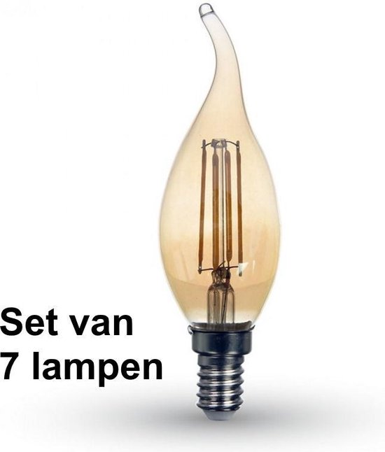 4W E14 Kaars met Tip - Super warm wit - (2200K) - Set van 7 stuks | bol.com