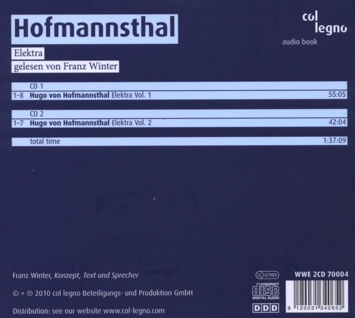 Franz Winter - Elektra, Gelezen Von Franz Winter (2 CD), R. Strauss ...