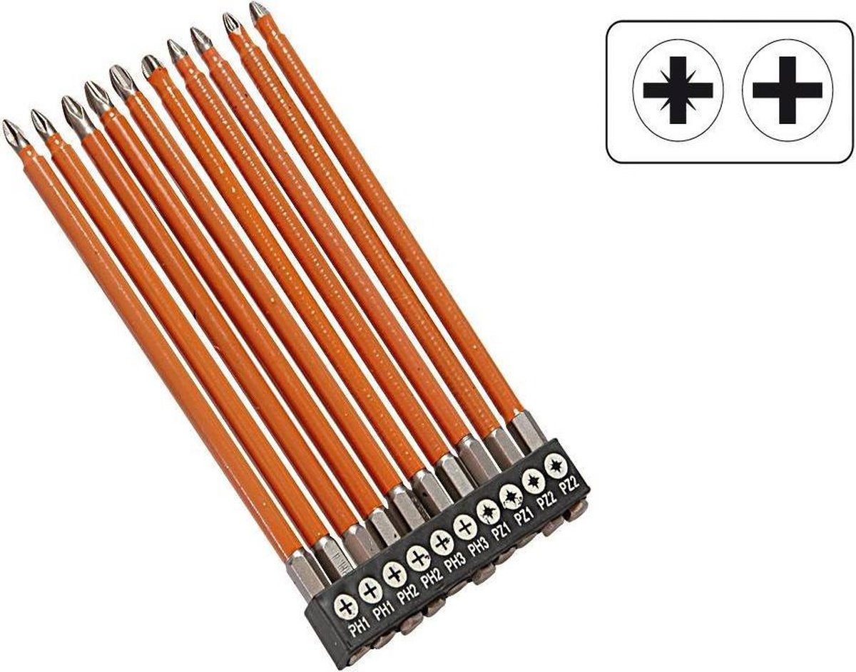 Hofftech Lang Bit Set 150mm PZ 1-2 / PH 1-3 (10 Delig) | bol.com