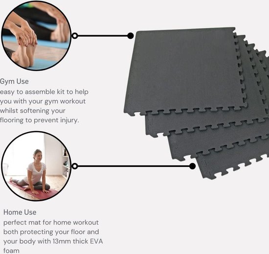 Interlocking Mats x 4pcs - Home Gym Garage Floor Yoga Fitness Exercise ...