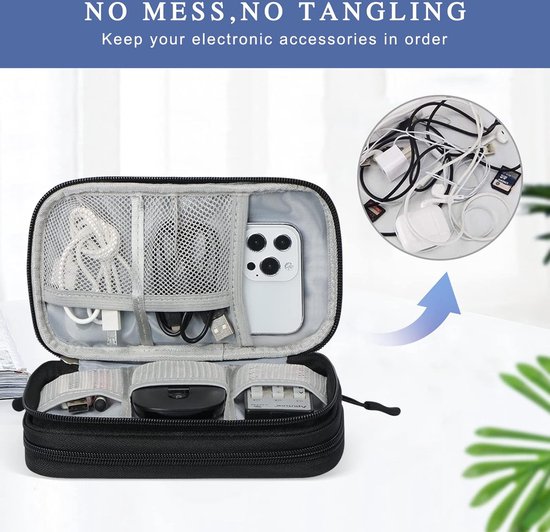 Kabeltas, dubbellaagse elektronische organizertas voor kabels ...