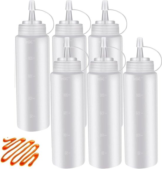 Keukenoliedispensers - 6 stuks kunststof knijpfles 240 ml - knijpfles ...
