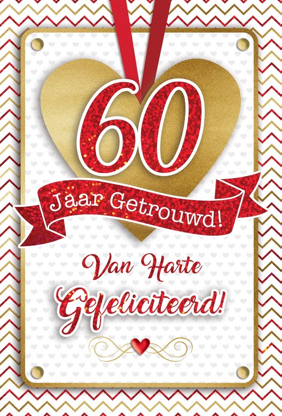 Wenskaart | 6 stuks | Laura's Secret 3D 60 jaar getrouwd! van harte gefeliciteerd! | bol
