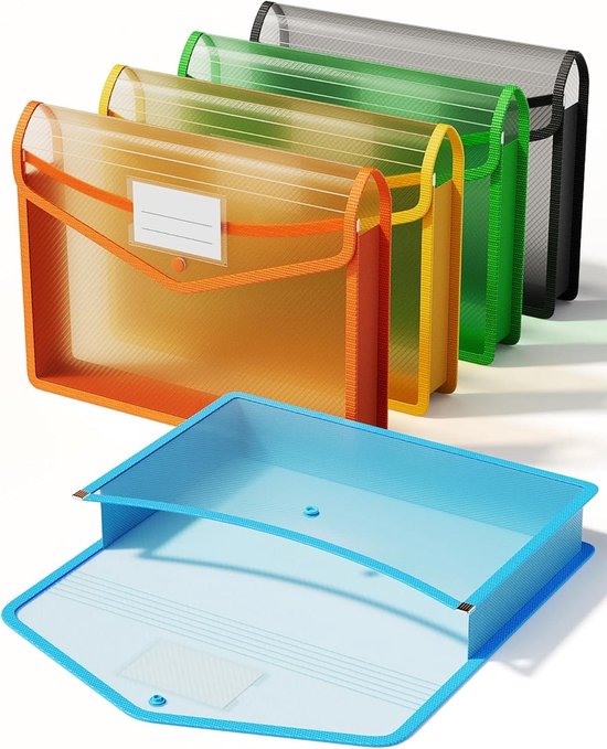 Plastic Wallet Folders - A4 Size Popper Envelopes - 5 Pack Snap Closure ...