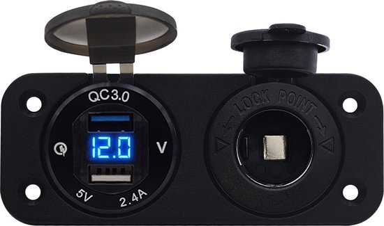 ProRide 12V USB Autolader 2 Poorten Inbouw met Voltmeter - 5V/2.4A ...